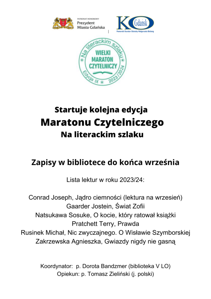 Maraton Czytelniczy Na literackim szlaku 2023/24 – V Liceum ...